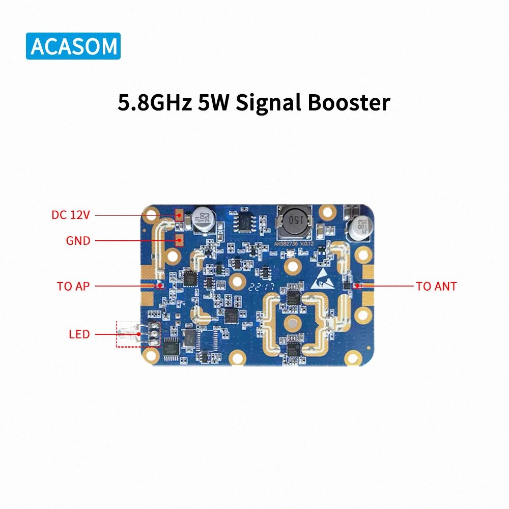 5.8GHz 5W Wireless Broadband Amplifier PCBA Board | ACASOM